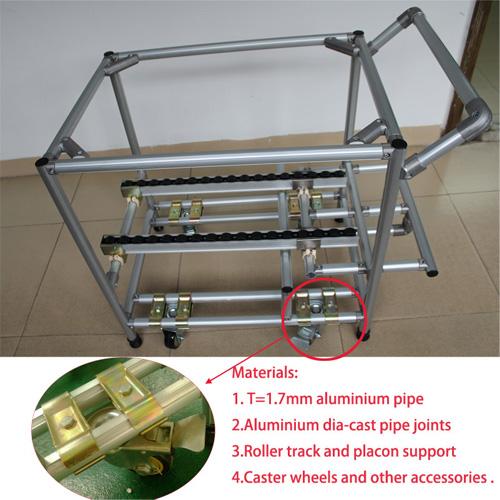 Flexible Pipes and Caster Wheel Connector PE coated Rack Fittings
